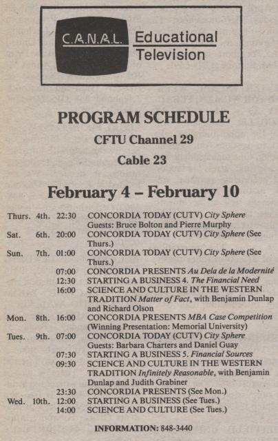 Canal Educational Television program schedule | John Molson MBA ...